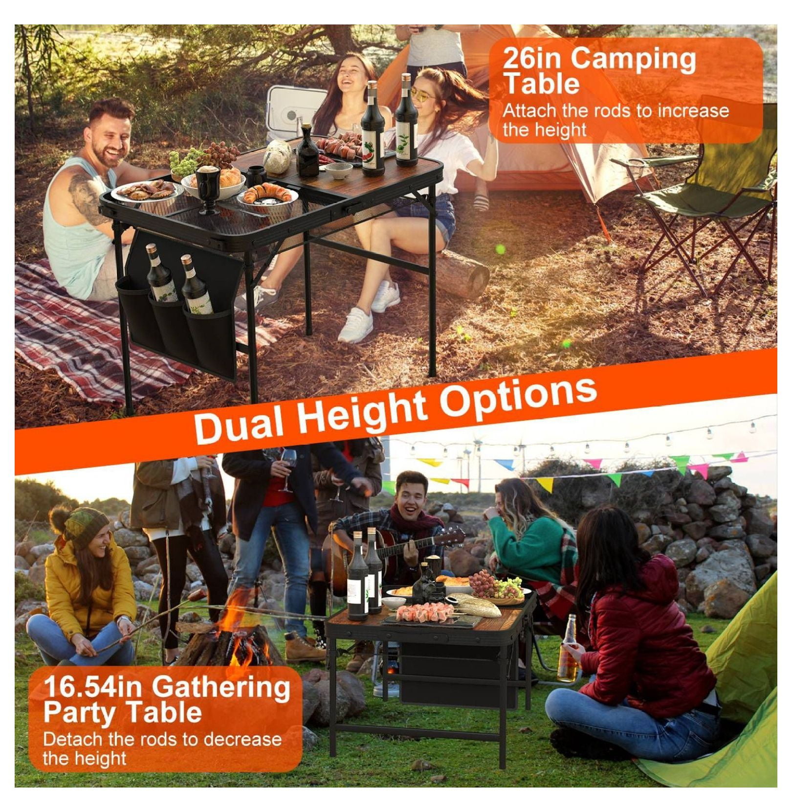 35.43x23.62x26in Foldable Camping Table Collapsible Picnic Aluminum ...