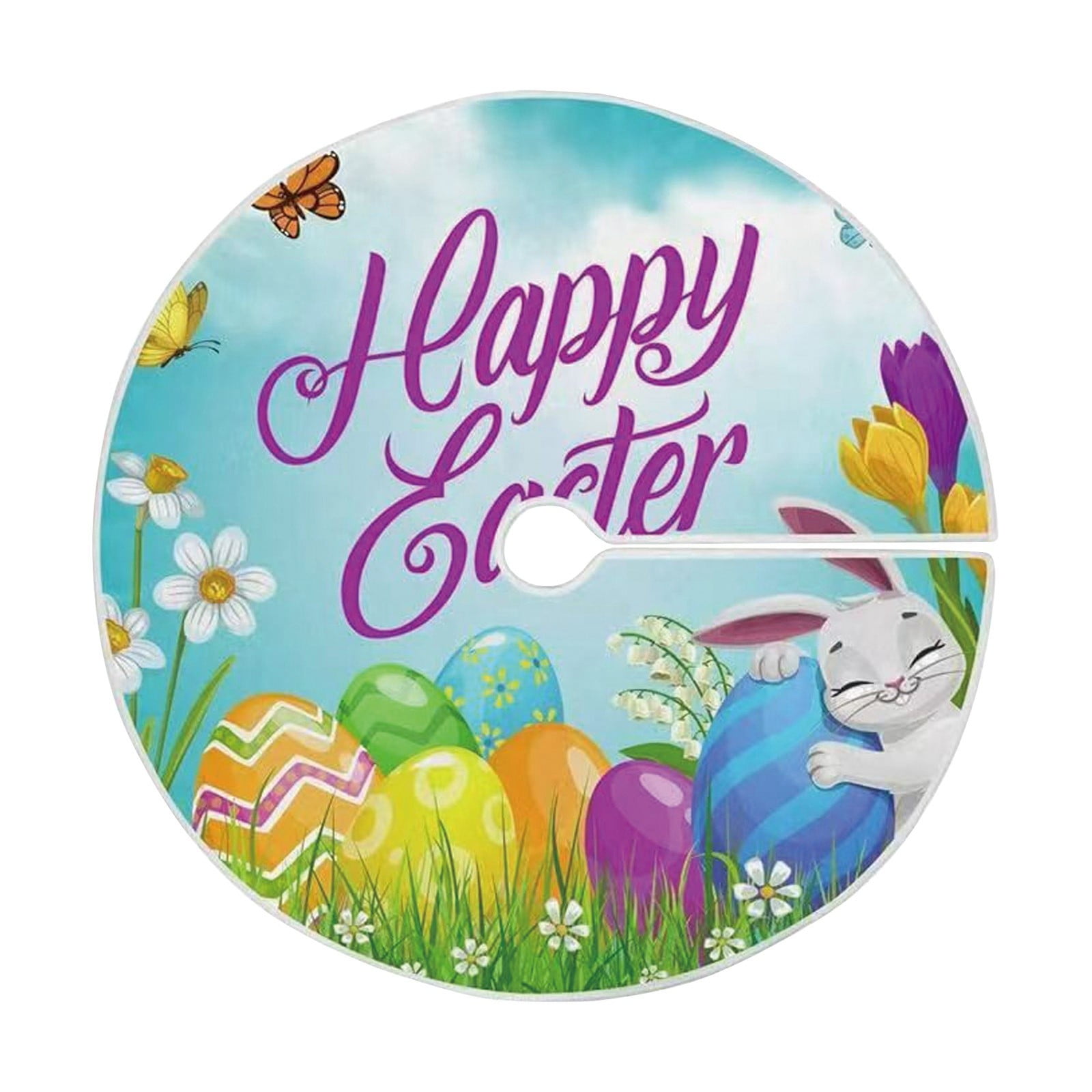 35.46 Inch Cute Bunny Easter Egg Flower Leaves Spring Holiday Tree ...