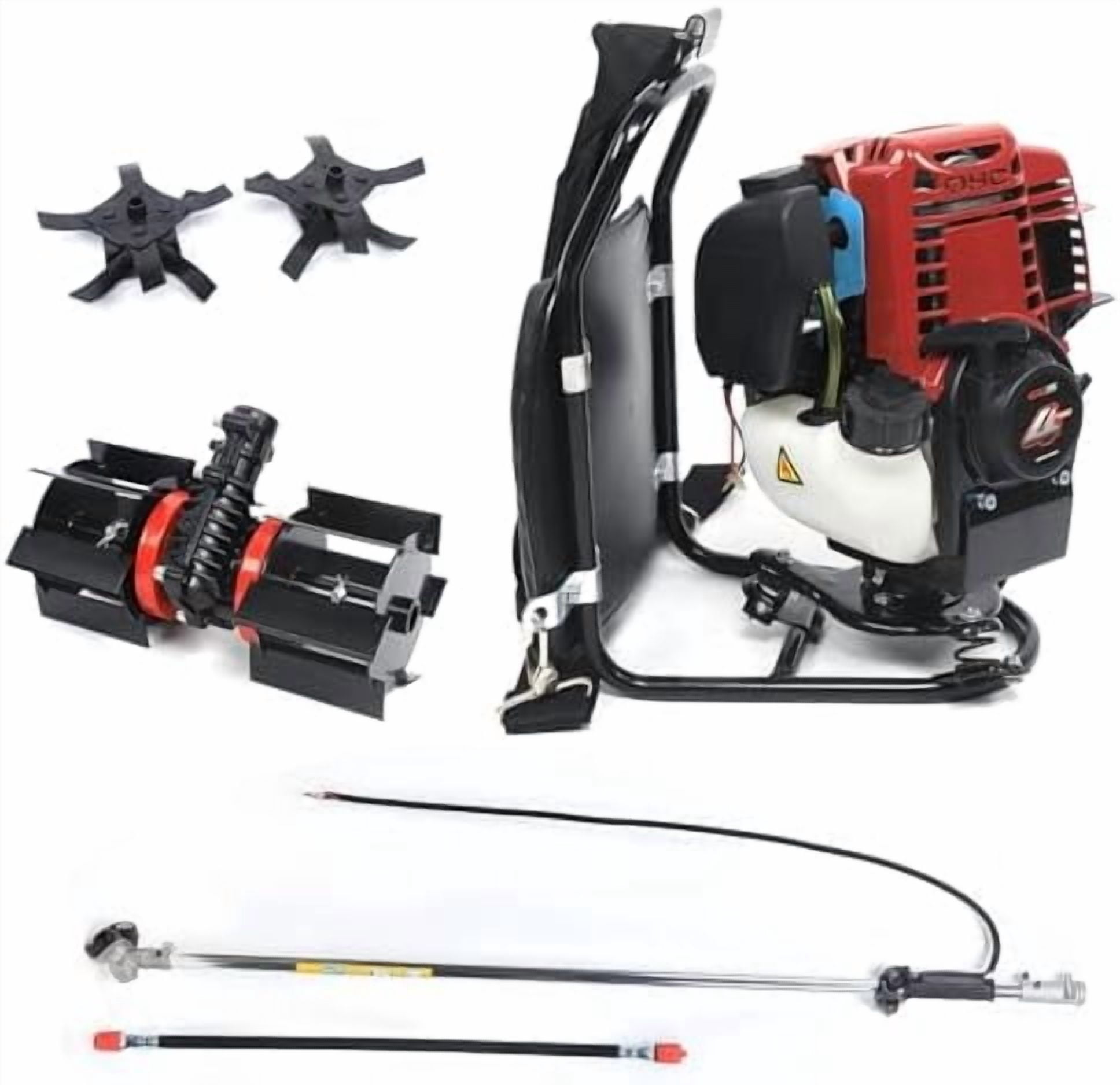 35.4CC 4 Stroke Backpack Gas Brush Cutter Tiller for Garden,1.4HP 1000W ...