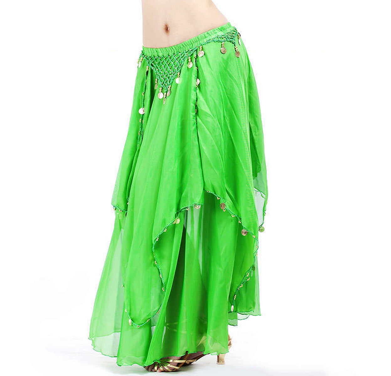 XChangeFun Elastic Waist Belly Dance Skirt with Coins (Women's ...