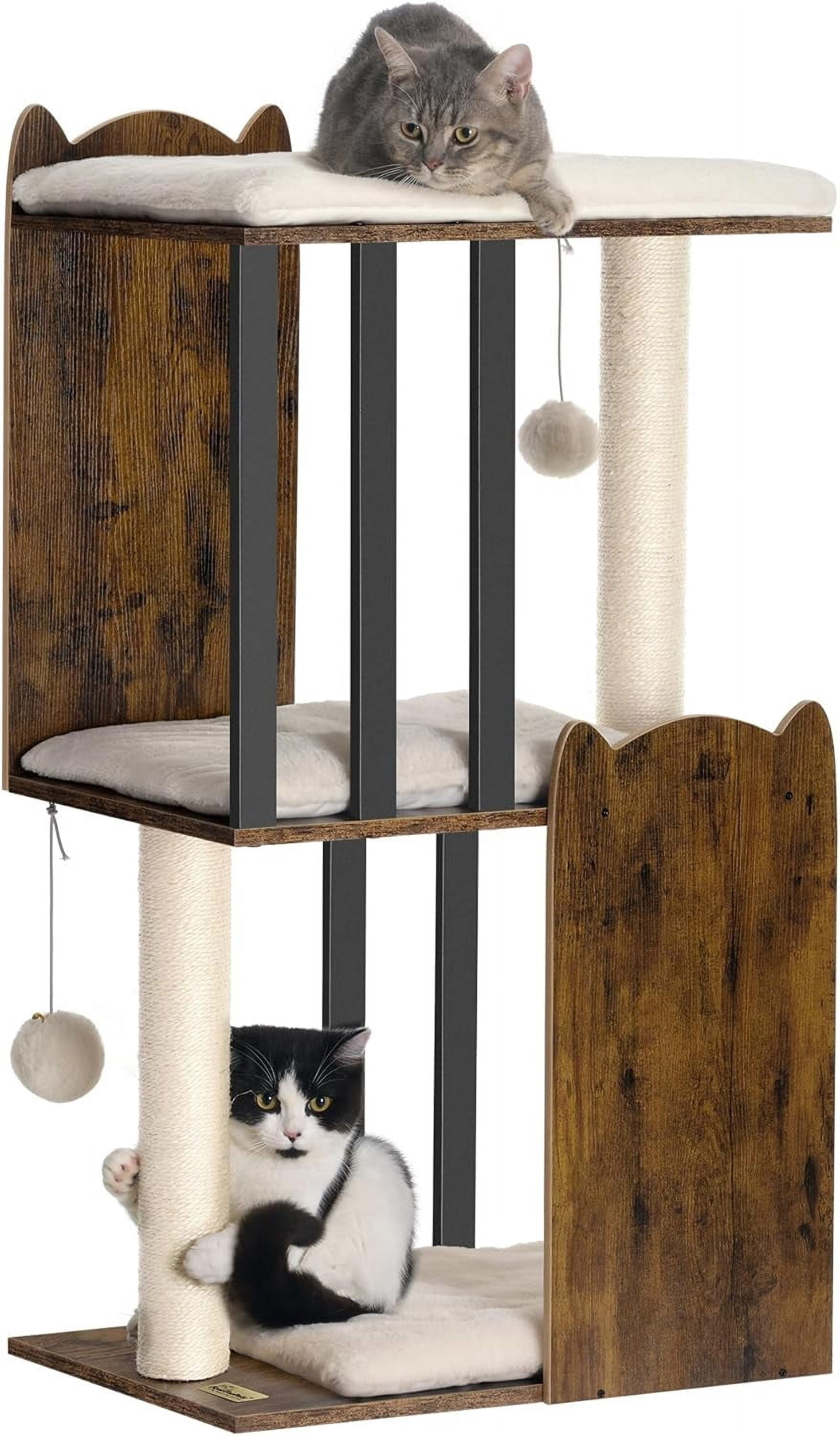 35.4in 3-Tier Modern Cat Tree Tower Condo, Cat Scratch Posts for Indoor ...