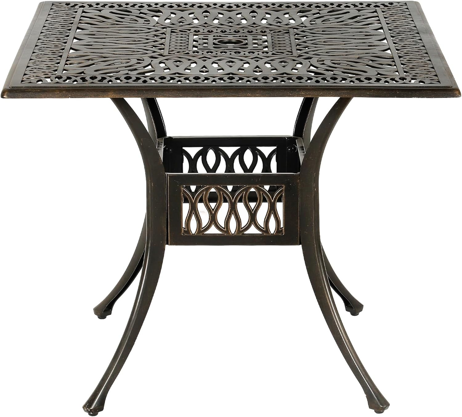 35.4in Square Cast Aluminum Patio Bistro Table, Outdoor Dining Table ...