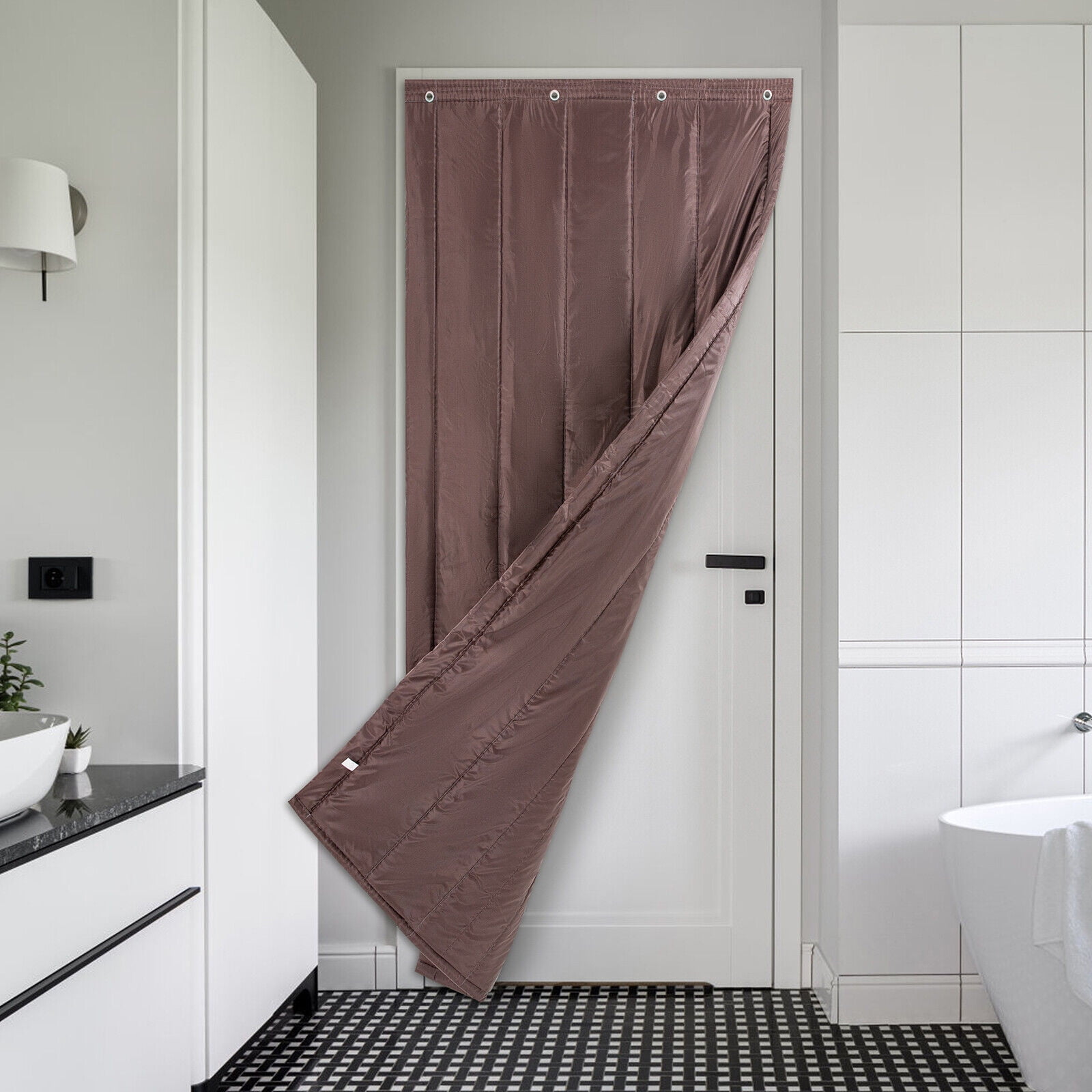 35.5"*79" Thermal Blackout Insulated Door Curtain Winter Door Cover ...