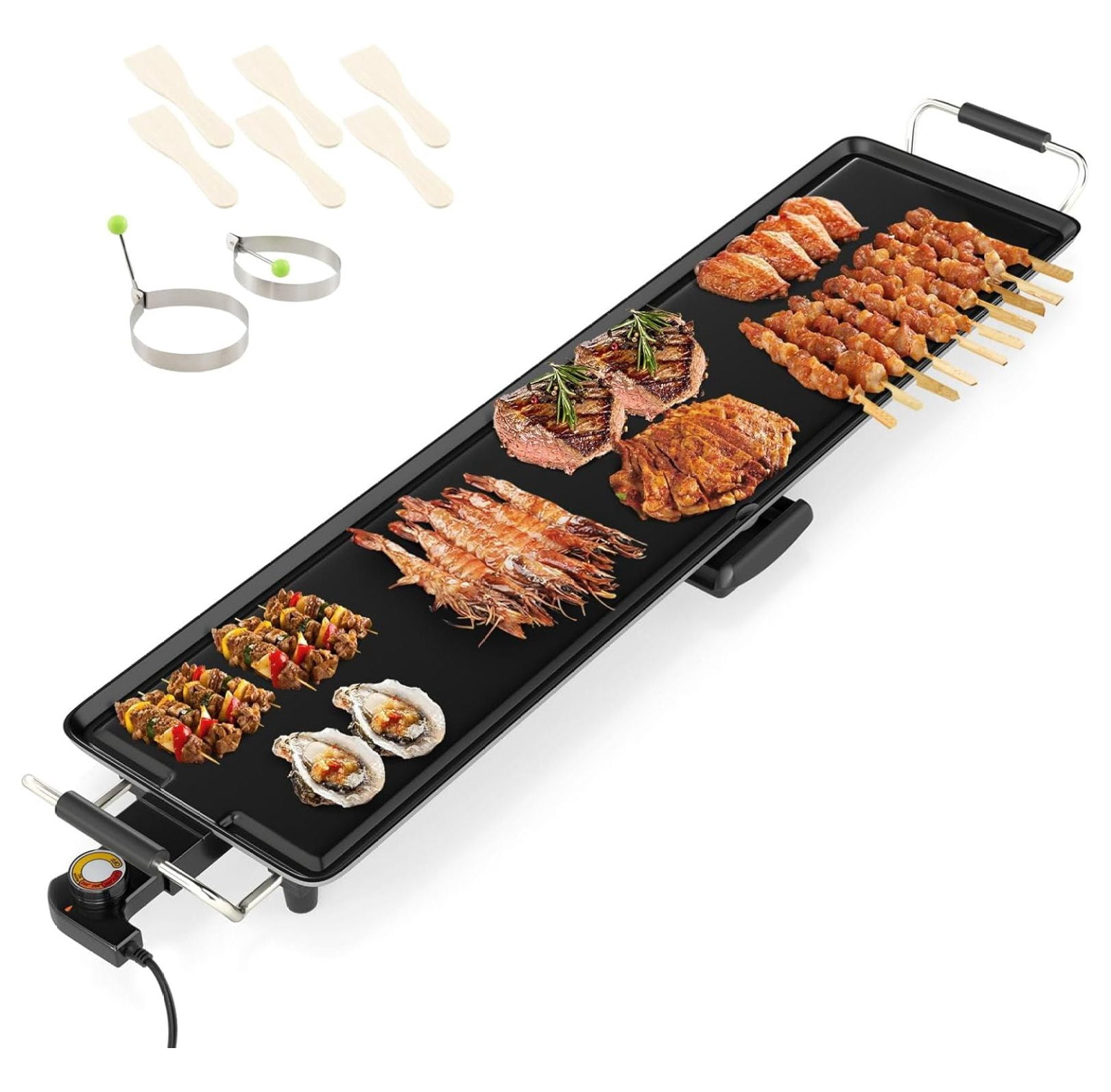 35.5” Electric Griddle, Extra Large Teppanyaki Grill with 2 Nonstick ...