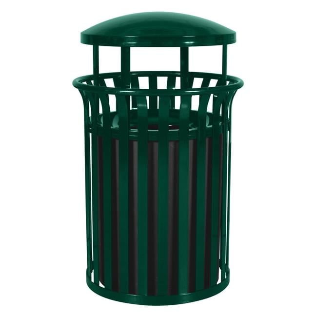 35.5 Gallon Outdoor Trash Receptacle with Rain canopy, Hunter Green ...