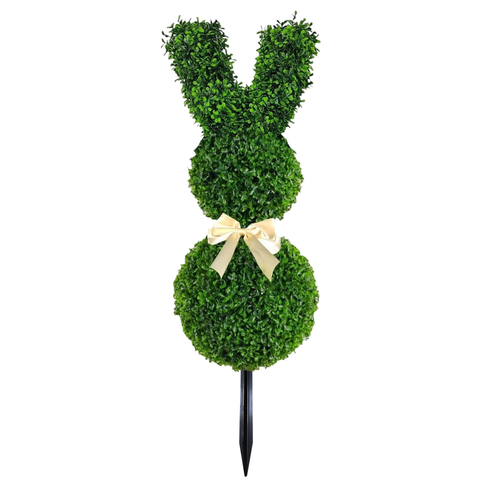 35.5 Inch Boxwood Artificial Bunny Topiary Tree Rabbit Bowknot UV ...