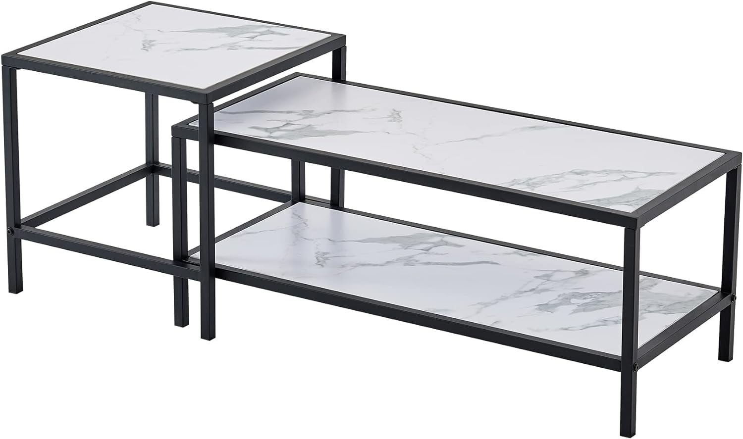 35.5'' Round Whole Black Coffee Table, Clear Coffee Table，Modern Side ...