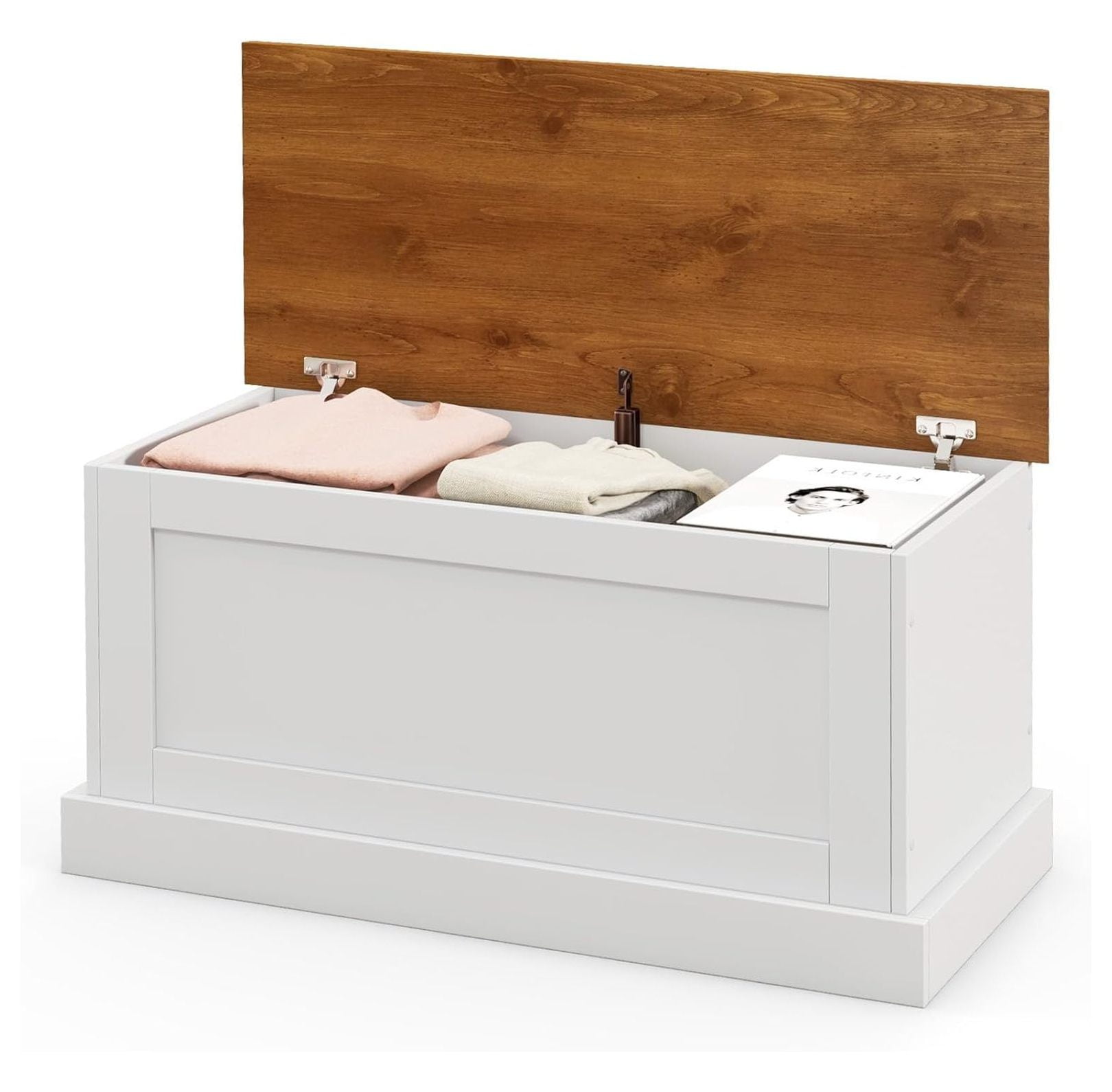 35.5” Storage Bench, Lift Top Storage Box with Metal Hinges, Entryway ...