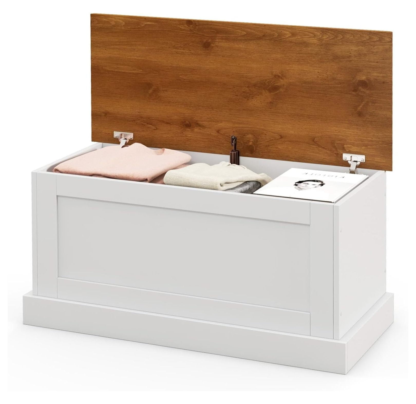 35.5” Storage Bench, Lift Top Storage Box with Metal Hinges, Entryway ...