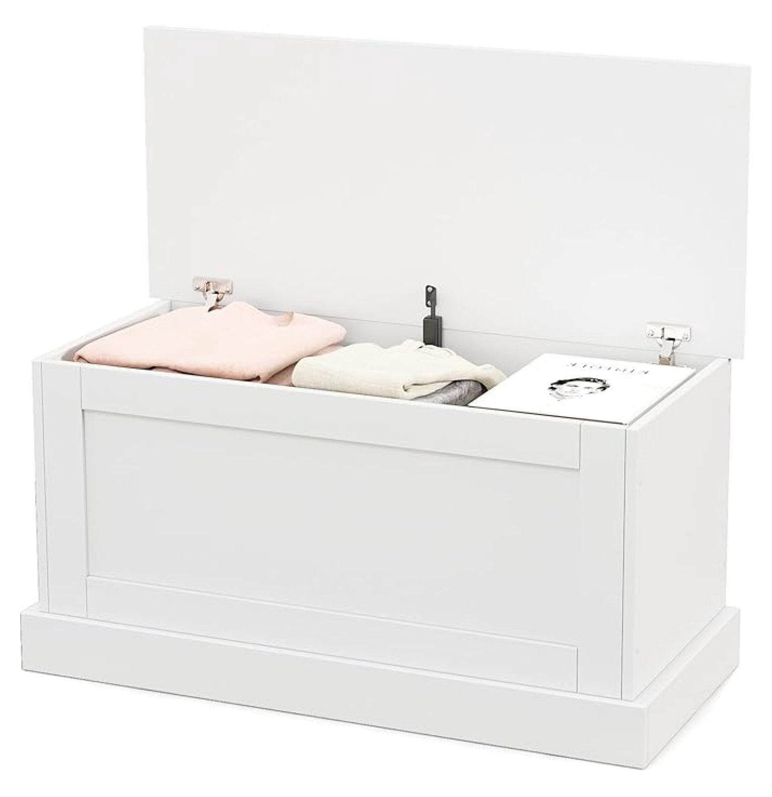35.5” Storage Chest, Lift Top Storage Box with Metal Hinges, Wooden ...