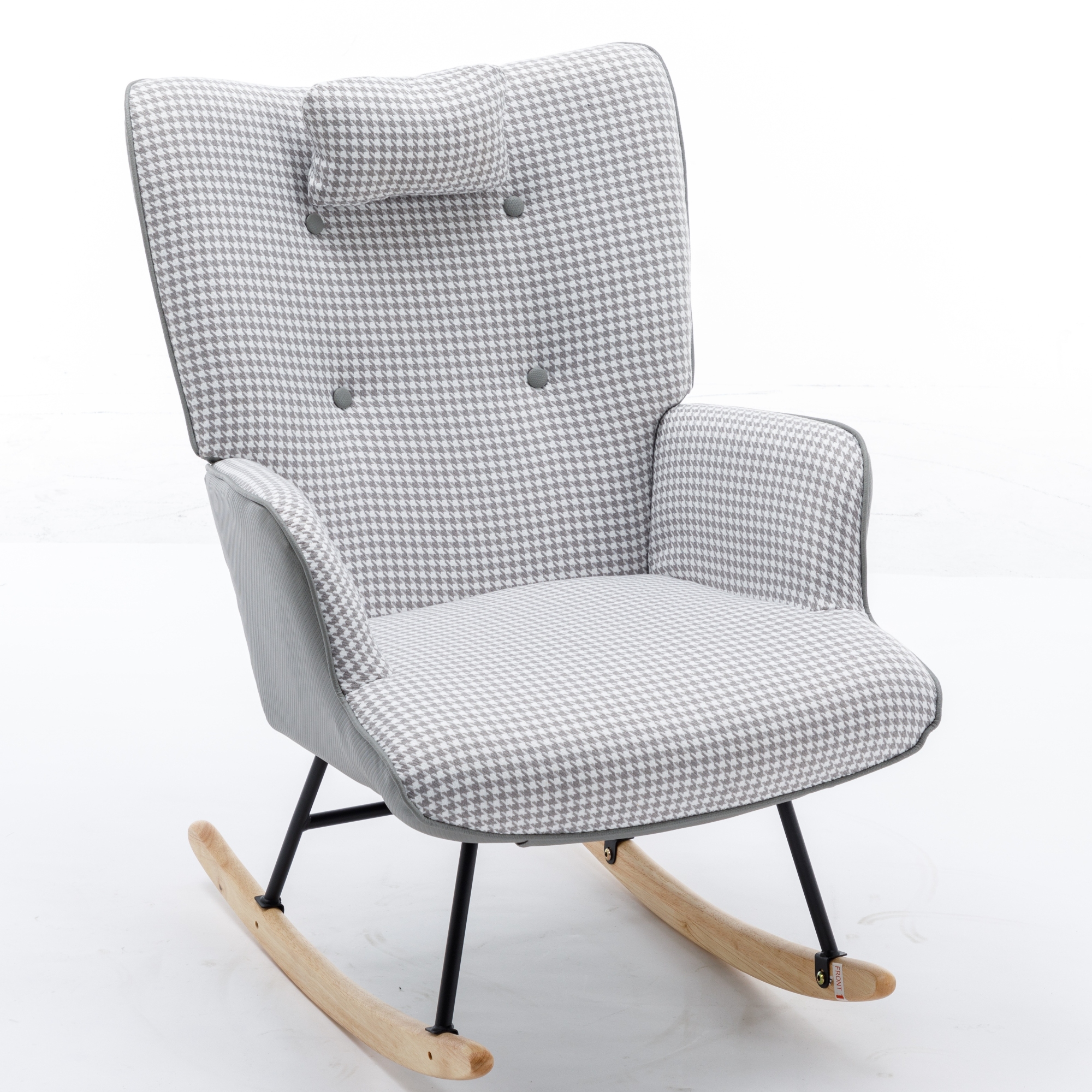 35.5 inch Rocking Chair, Tufted Upholstered Glider Rocking Chair with ...