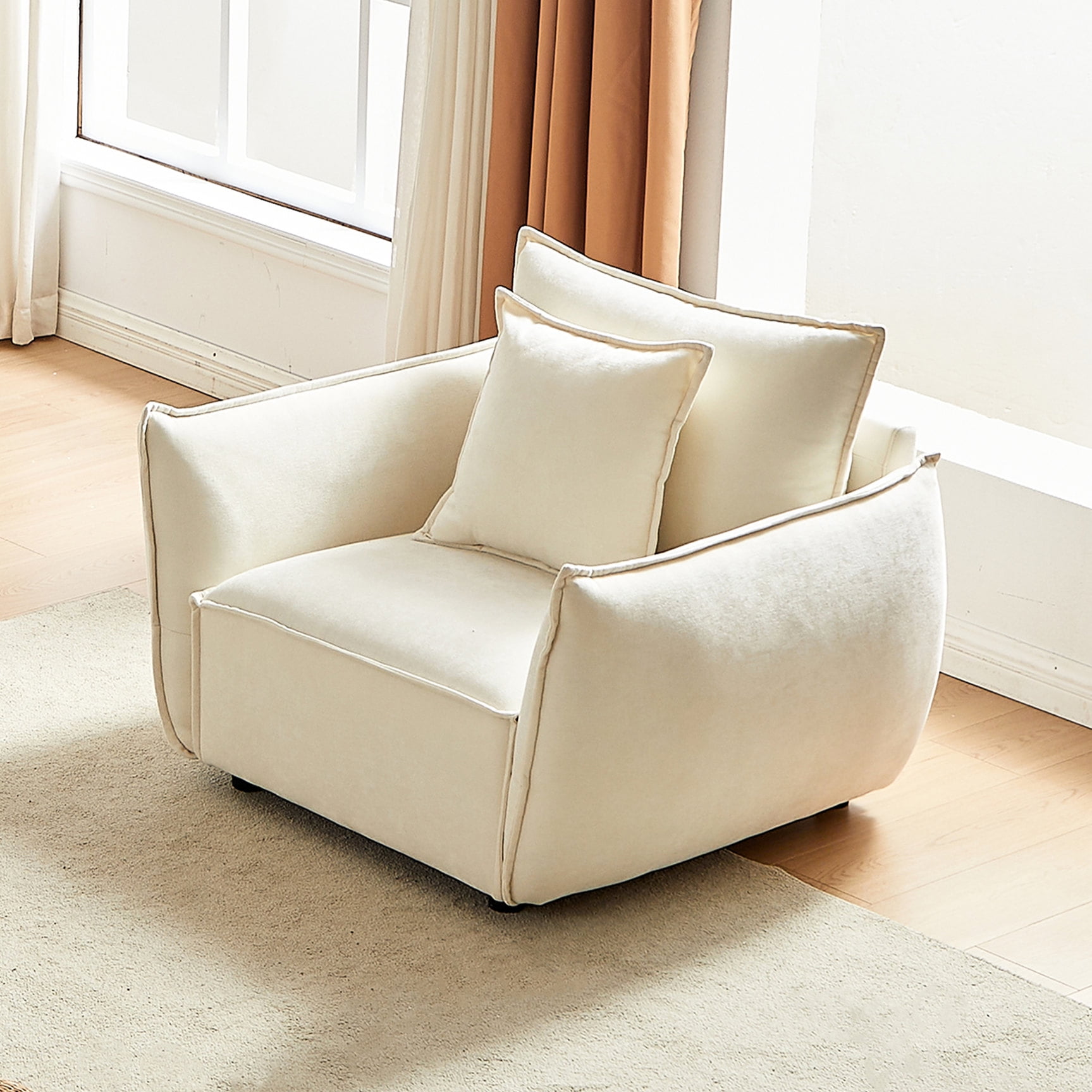 35.5-inch Wide, Single Seat Pine Sofa - Breathable Chenille, Rolled ...