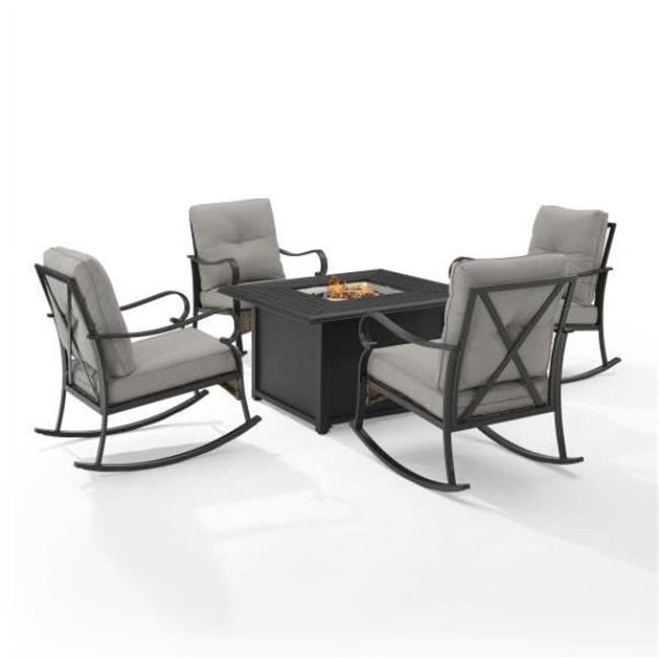 35.5 x 148 x 148 in. Outdoor Metal Conversation Set with Fire Table ...