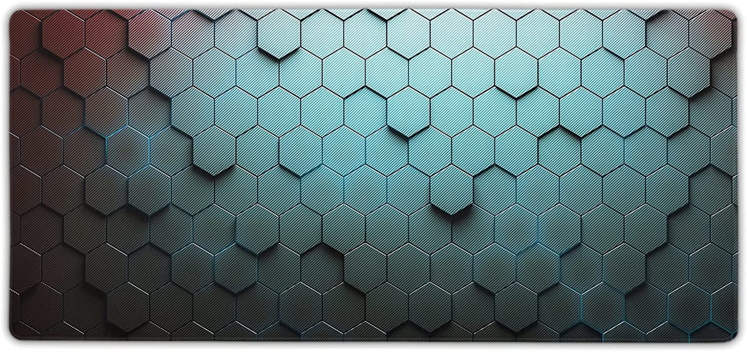 35.5 x 16 inch Extra Large 3D Geometry Gaming Mouse Pad with Stitched ...