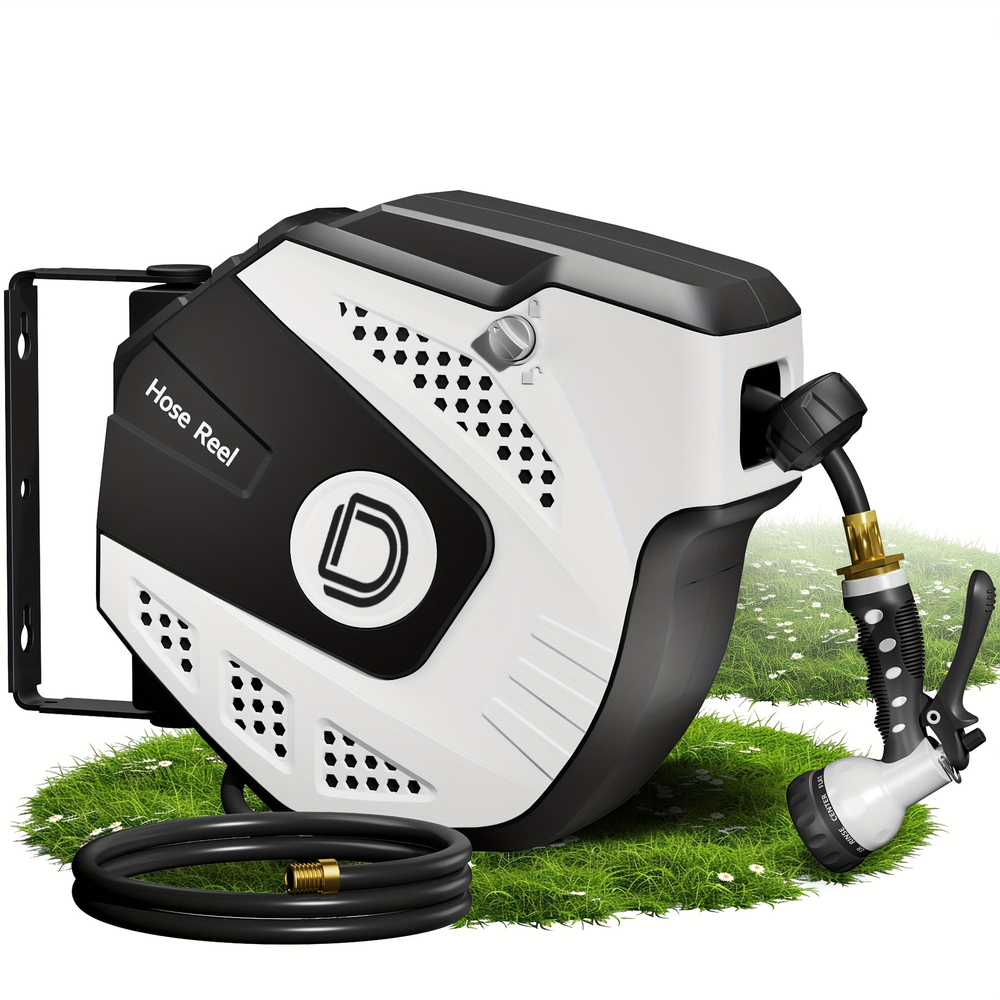 35/65/100FT X 1/2" Retractable Garden Hose Reel, Decorative Outdoor ...