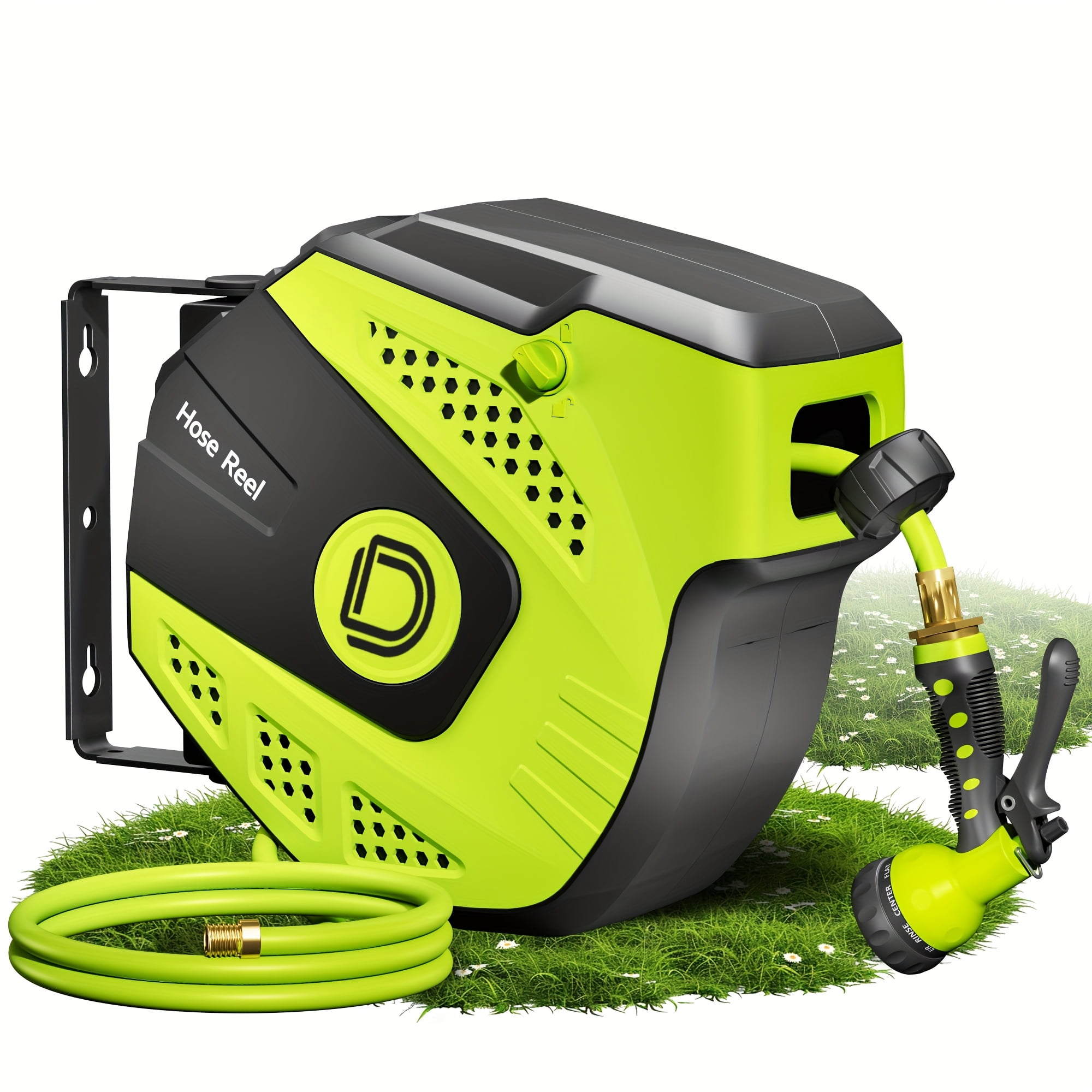 35/65/100FT X 1/2" Retractable Garden Hose Reel, Decorative Outdoor ...