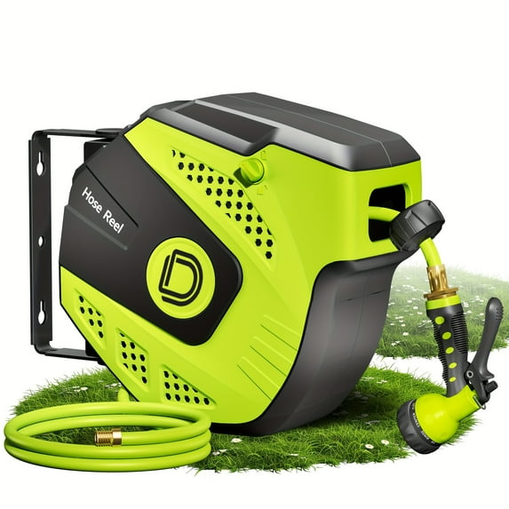 35/65/100FT X 1/2" Retractable Garden Hose Reel, Decorative Outdoor ...