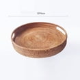 35×6cm Round Hand‑Woven Rattan Serving Tray with Cut‑Out Handles ...