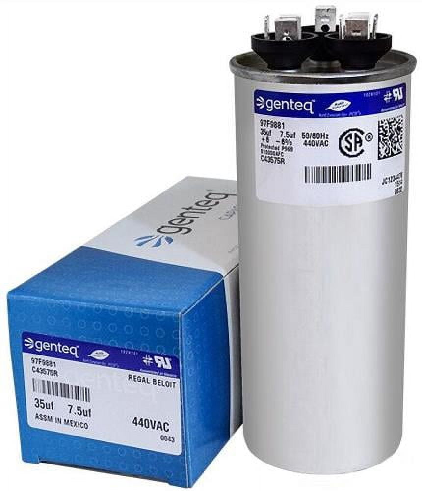 35/7.5 uF MFD x 440 VAC Dual Round Genteq / GE Industrial Replacement ...