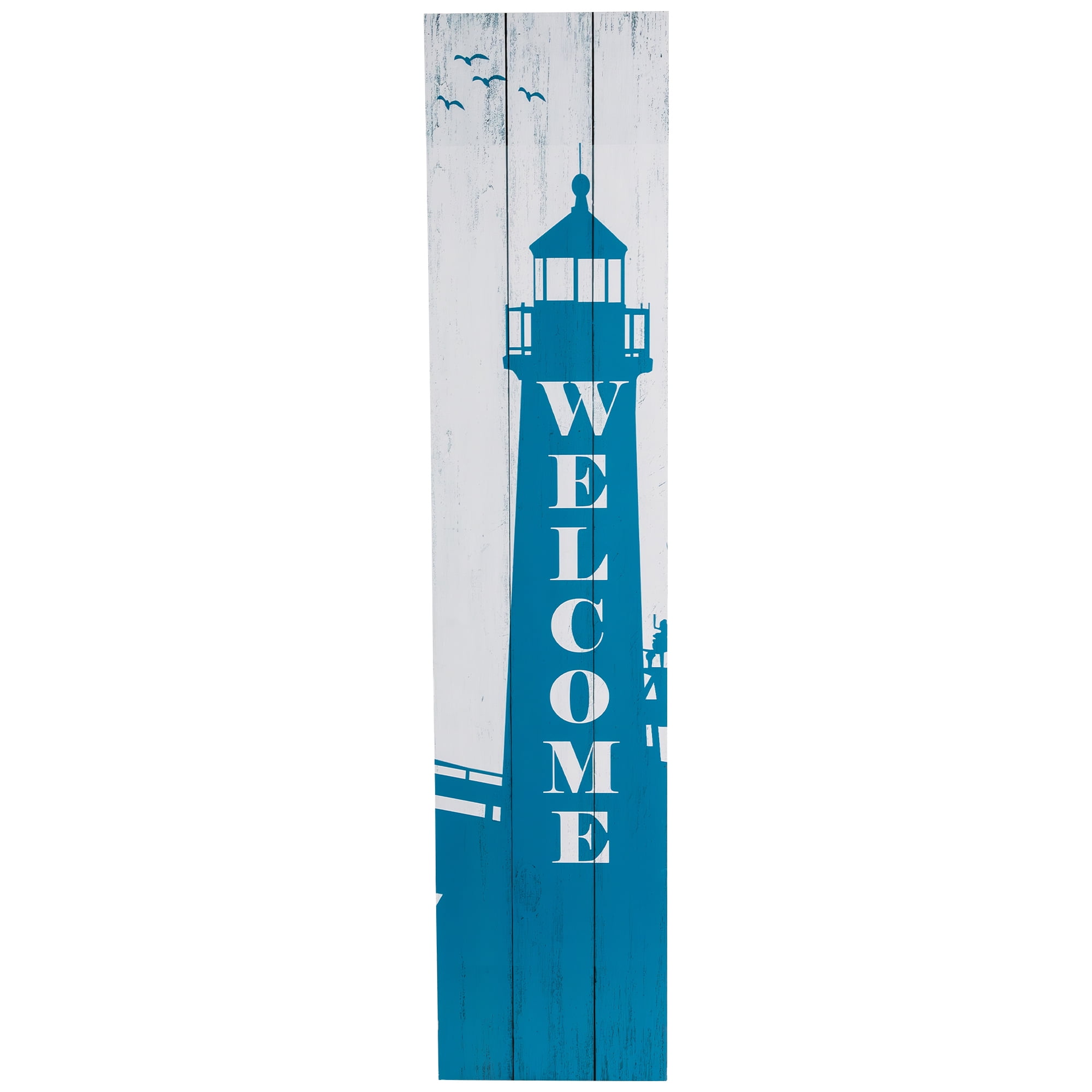 Northlight 35.75 Weathered Wooden Lighthouse Welcome Wall Sign Coastal ...