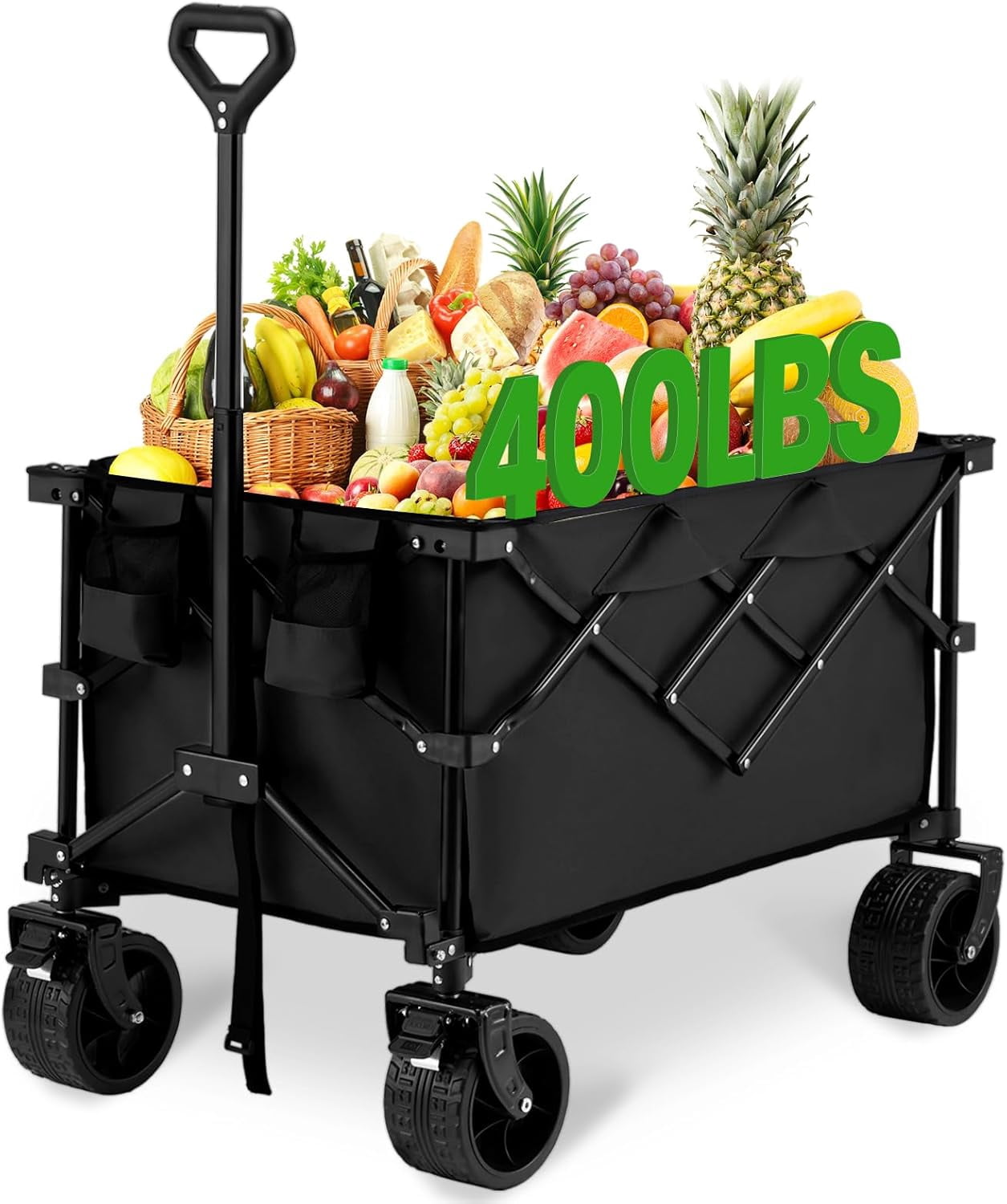 35.8" L Heavy Duty Collapsible Wagon, 400lbs Weight Capacity 300L ...