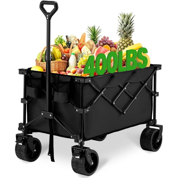 35.8" L Heavy Duty Collapsible Wagon, 400lbs Weight Capacity 300L ...