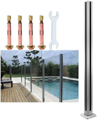 35.8" Stainless Steel Silver Glass Balustrade Post, Corner Post with ...
