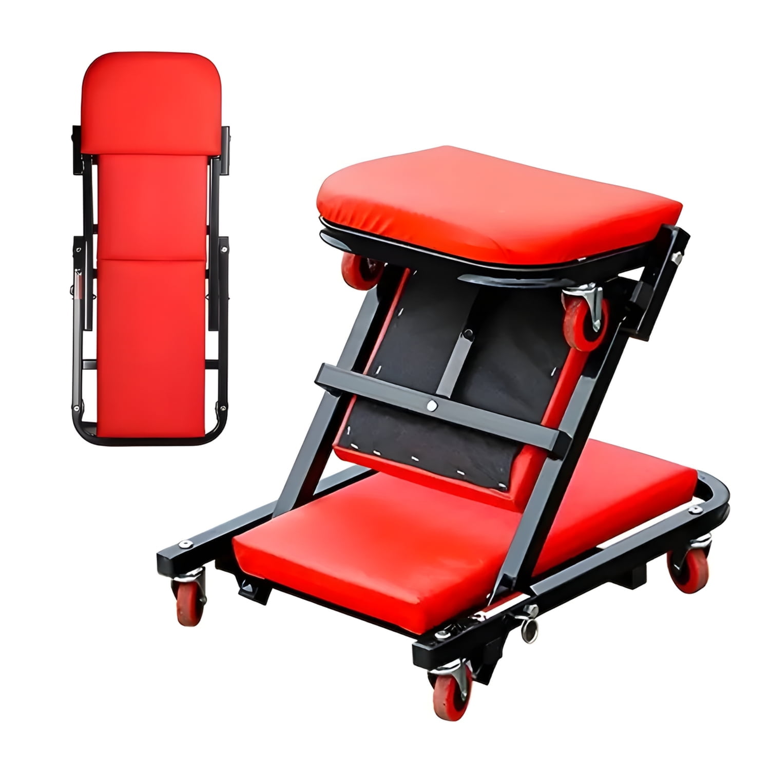 35.8 inch Foldable Creeper Seat, 2 in 1 Rolling Folding Car Creeper ...
