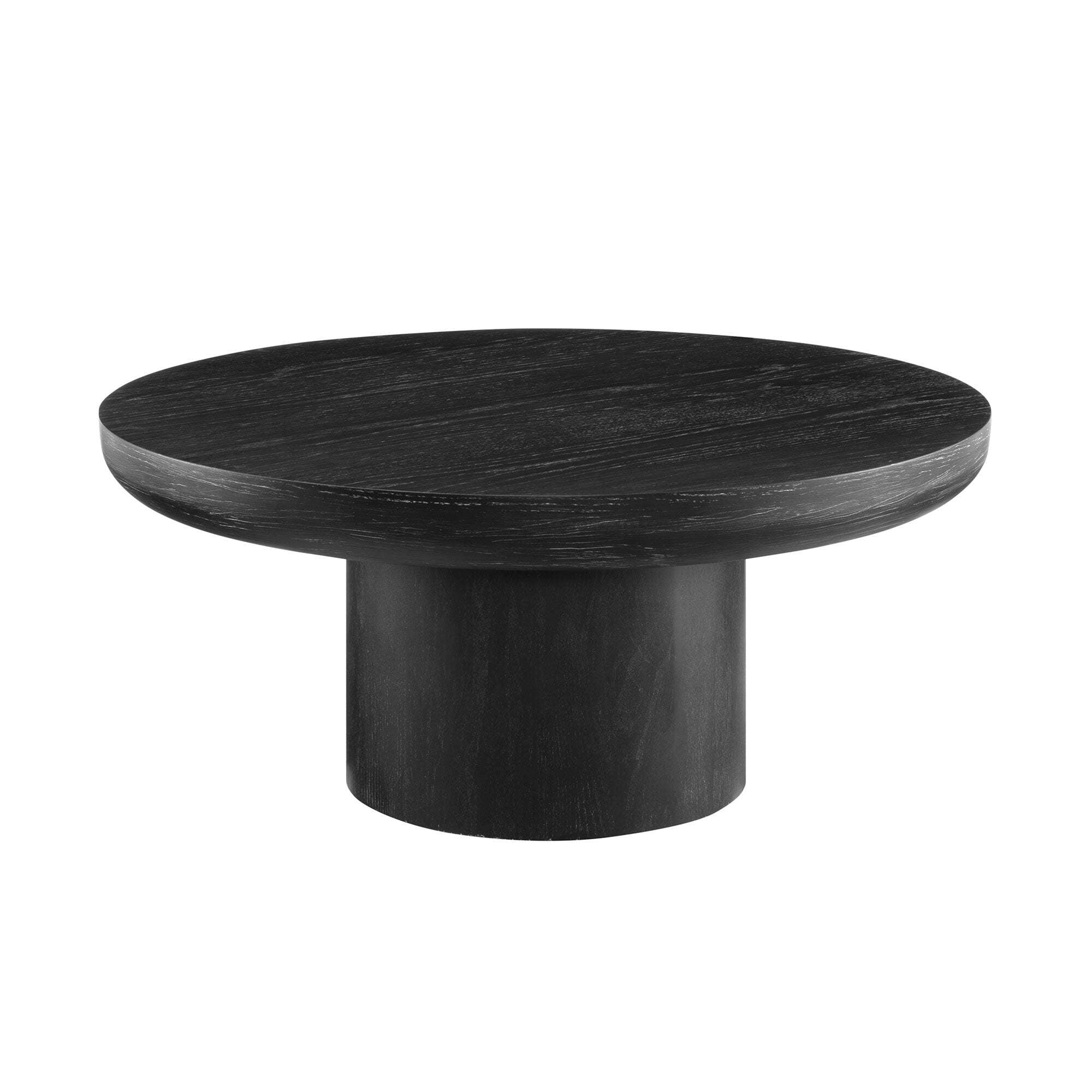 35.98Inch Round Coffee Table With Cylindrical Leg,Wood Veneer Tabletop ...