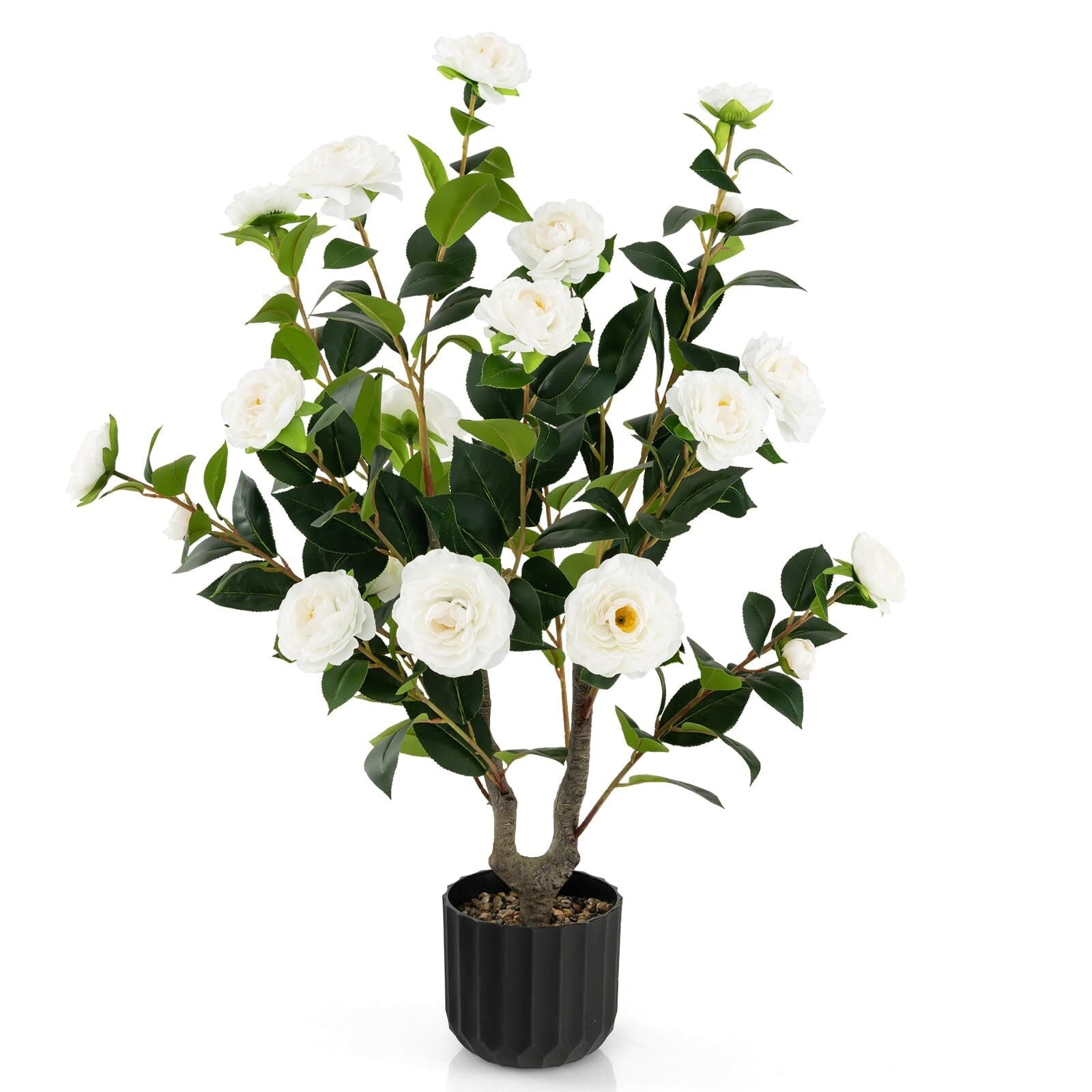 35" Artificial Camellia Tree, Flower Plants Artificial Tree, Faux ...