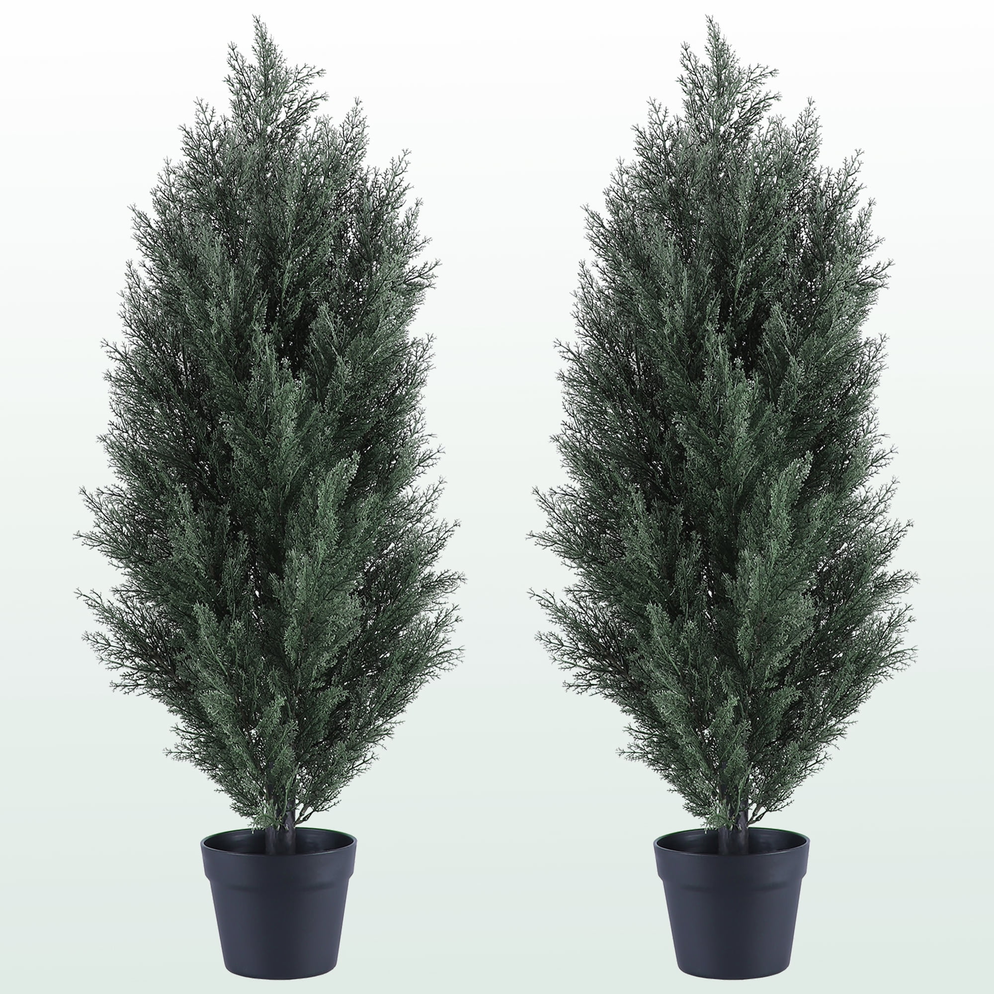 35" Artificial Cypress Tree of 2, Faux Plants for Indoor/Outdoor ...