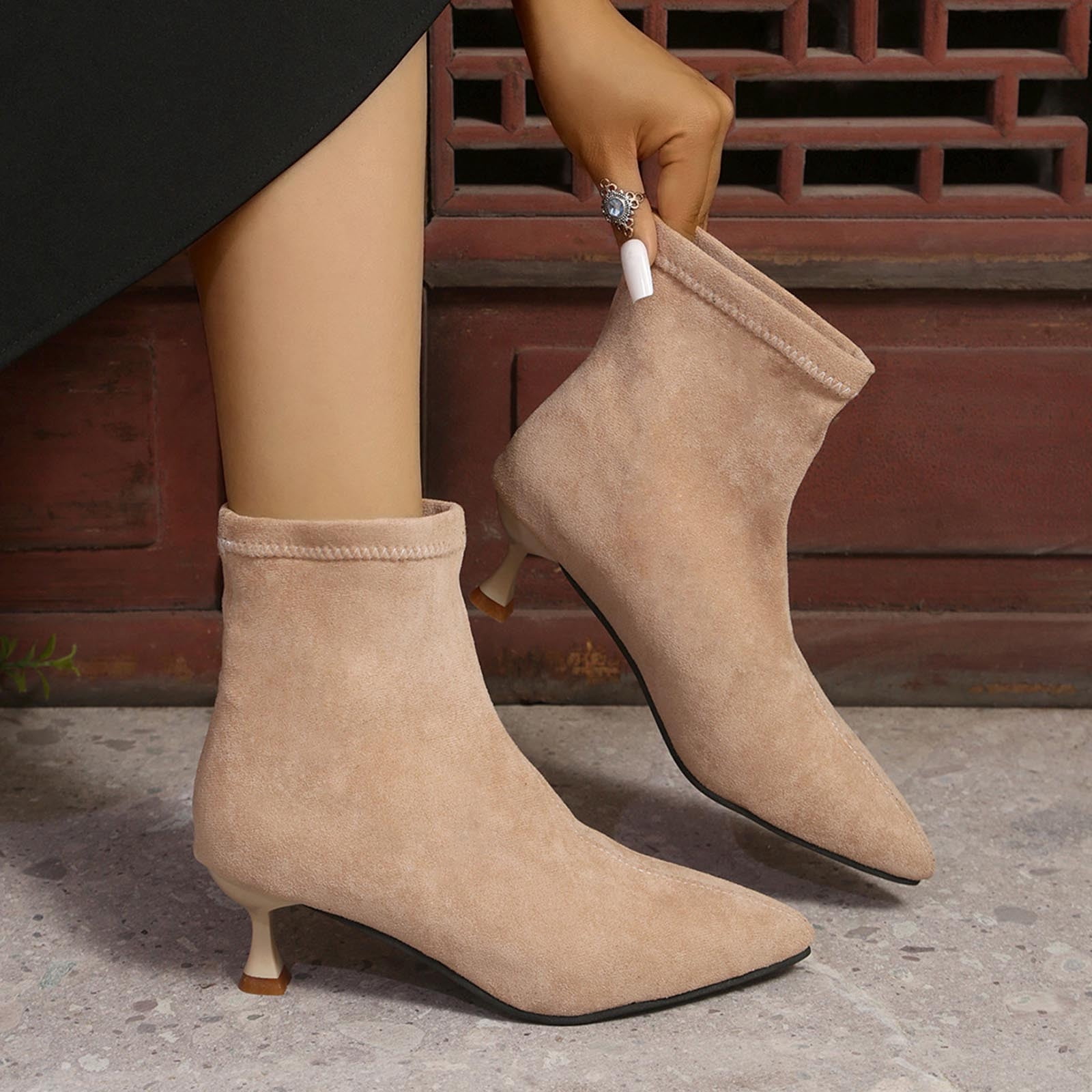 Up to 35%! Boots for Women Chunky High Heels Side ZipperBoots Women's ...