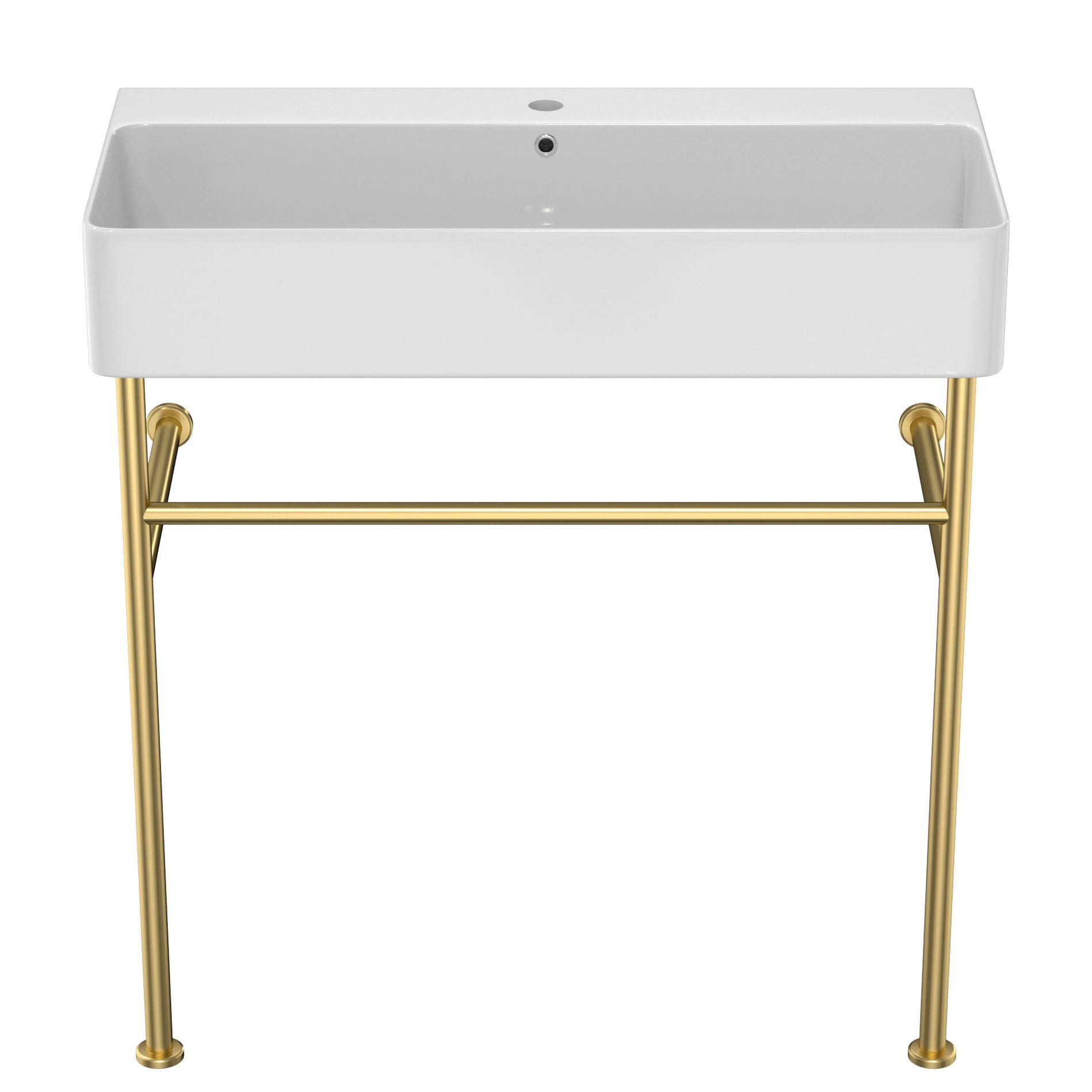35" Ceramic Bathroom Console Sink with Overflow | Suitable for Small ...