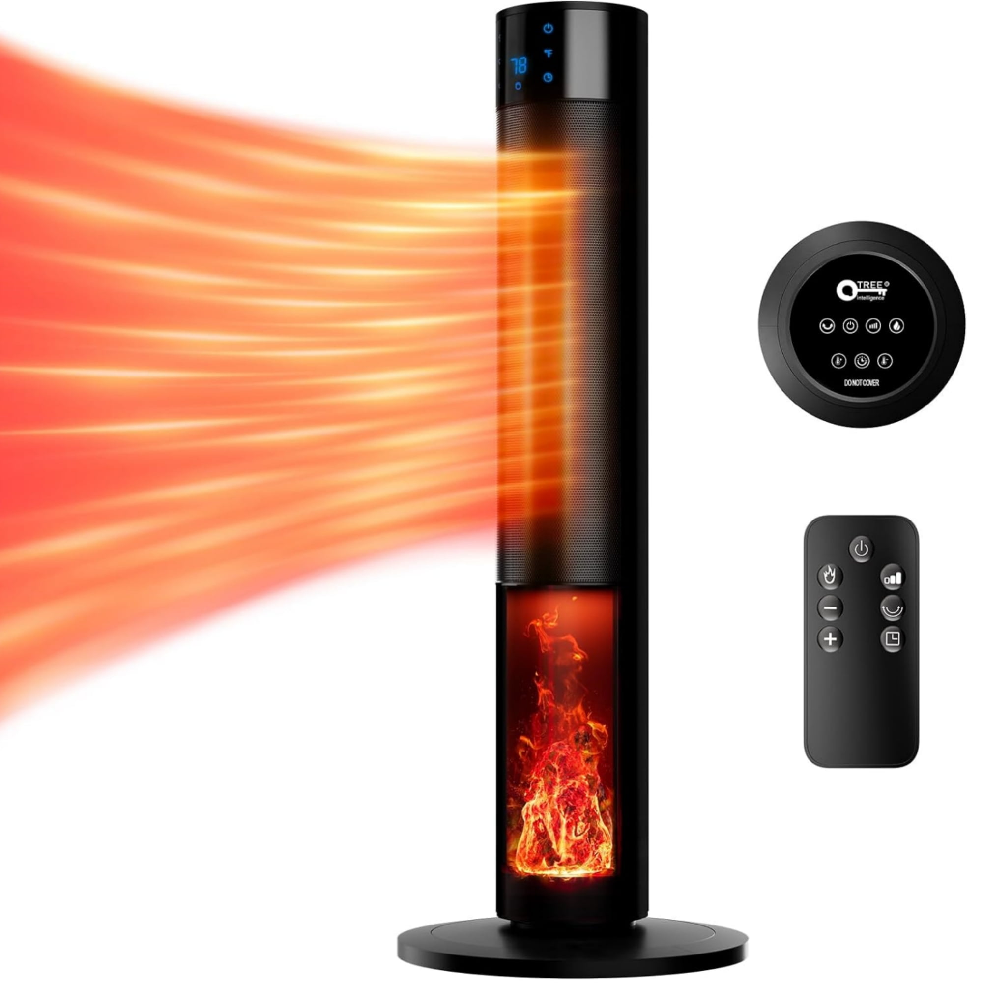 35" Ceramic Tower Space Heater with Adjustable Thermostat for Large ...