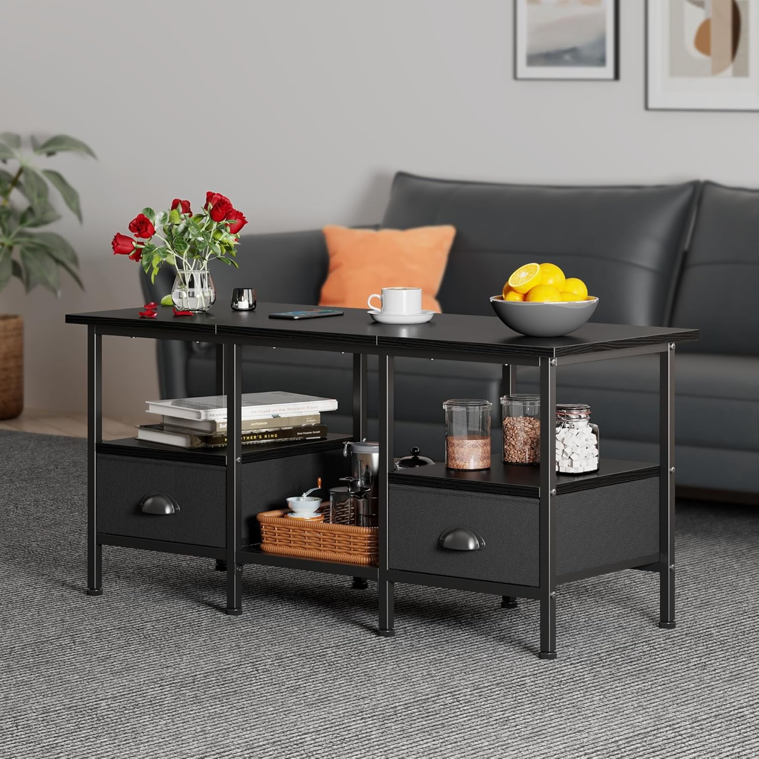 35" Coffee Table with 2 Storage Drawers, Small Coffee Tables for Living ...