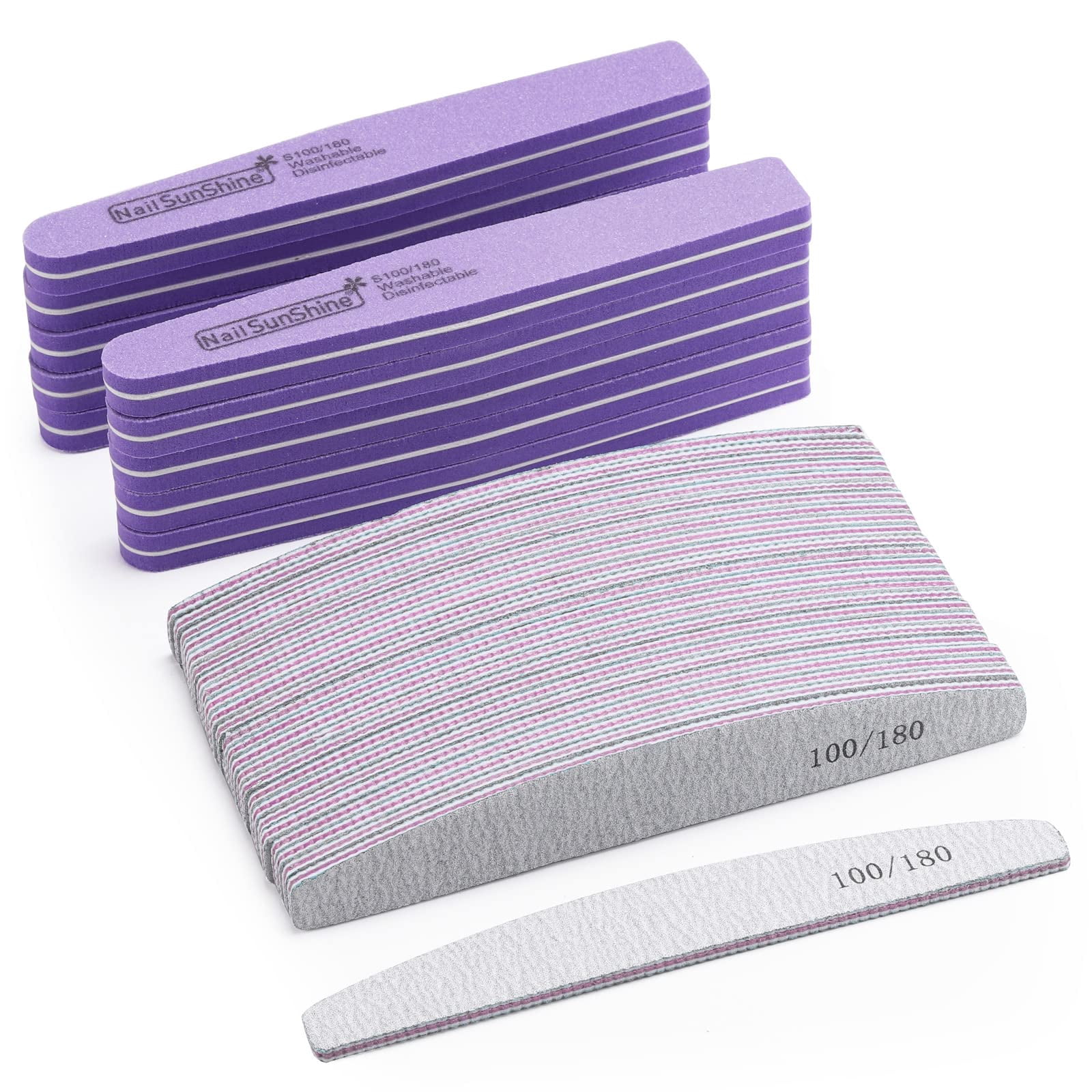 35 Count Nail Files and Buffers 100/180 Grit, Double Sided Emery Boards ...