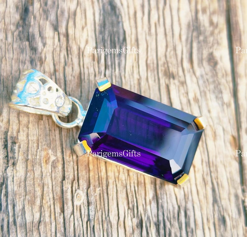 35 Ct Purple Amethyst Fancy Cut German Silver Solitaire Loose Gemstone ...