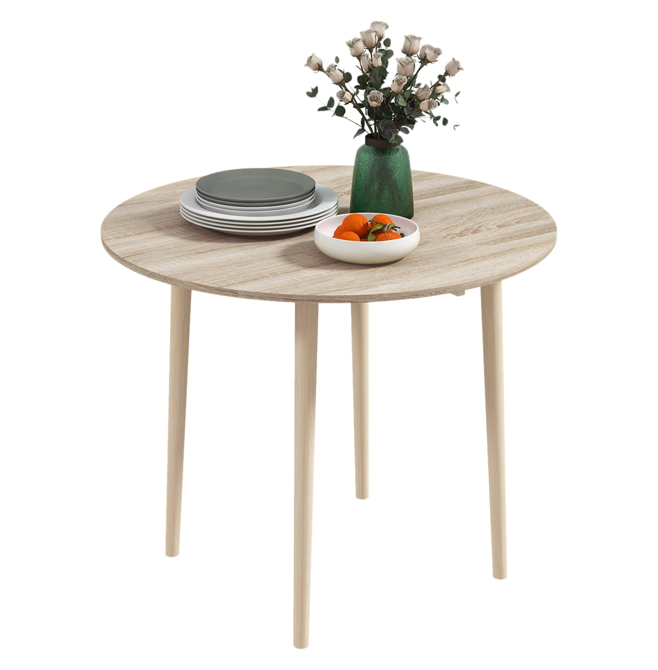 35" Drop Leaf Kitchen Table - Collapsible Round Dining Table for Small ...