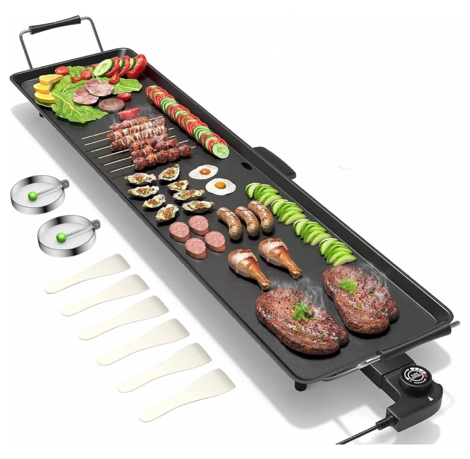 35" Electric Griddle, Extra Large Barbecue Grill W/Nonstick Cooking Surface, 2000W Table Top ...