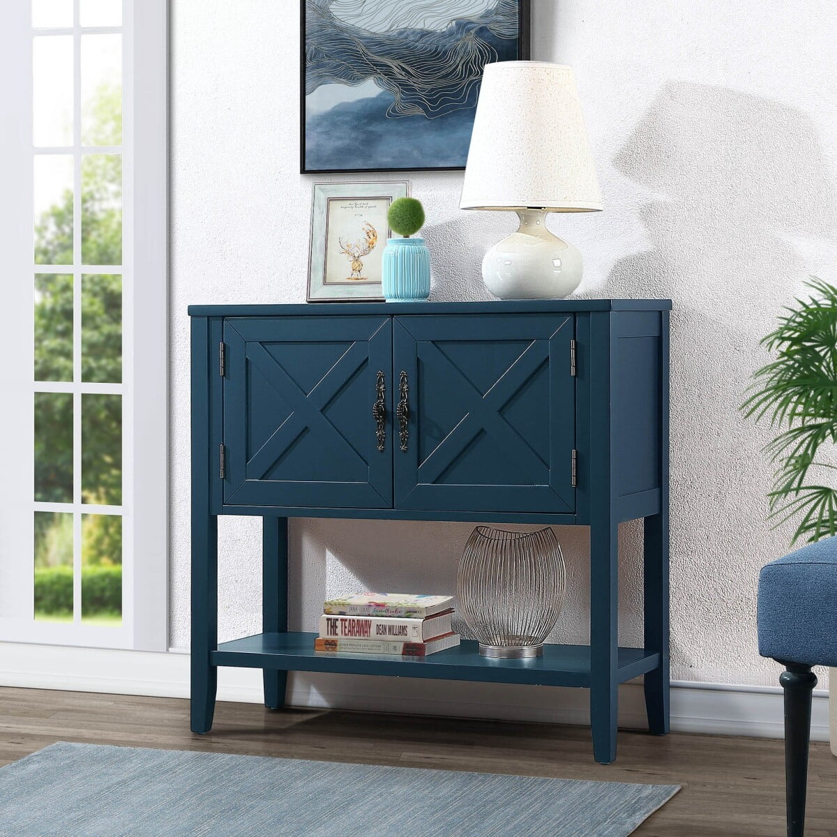 35'' Farmhouse Wood Buffet Sideboard Cabinet, Retro Sideboard Console ...