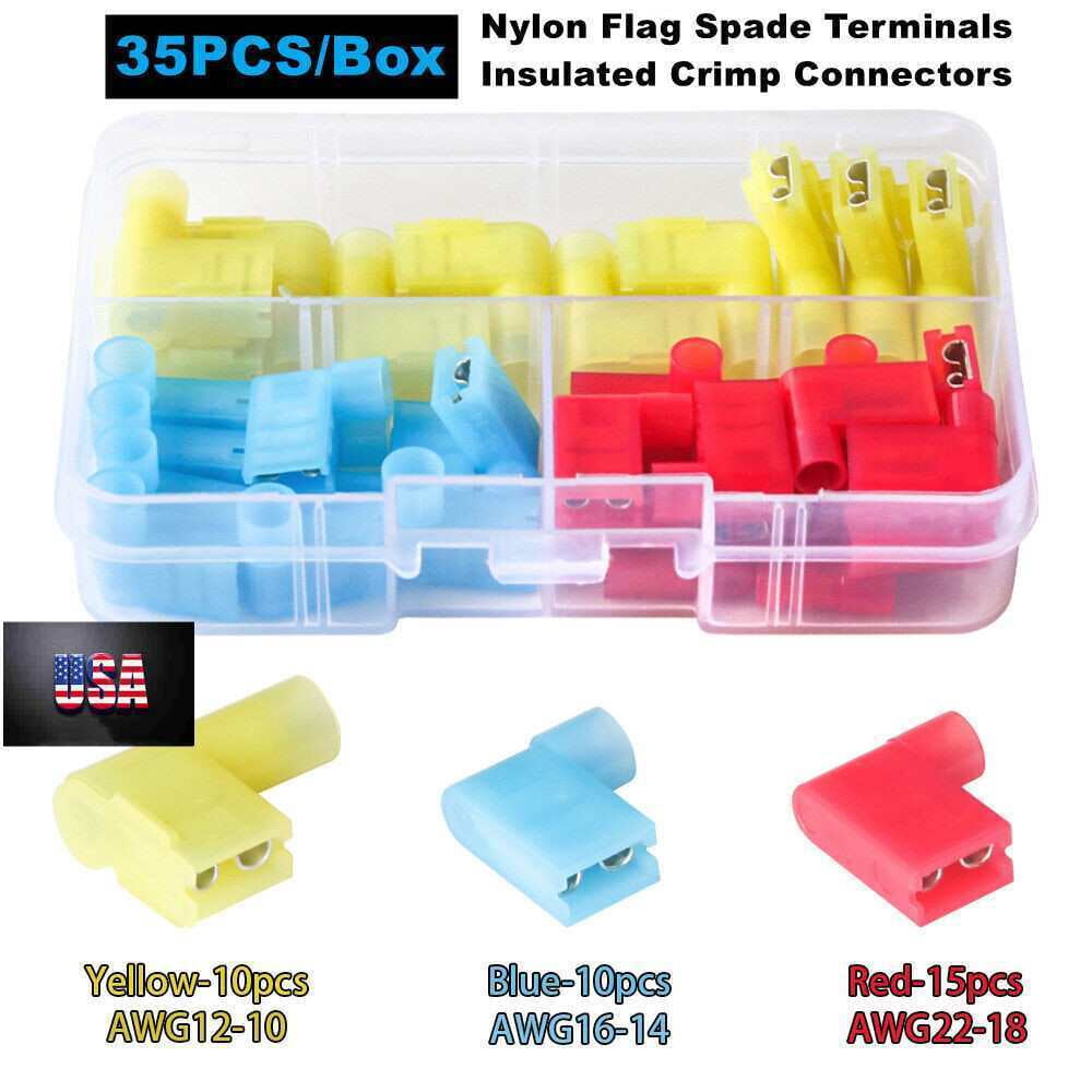 (35) Flag Connectors Quick Wire Terminals 22-10AWG Gauge Right Angle ...