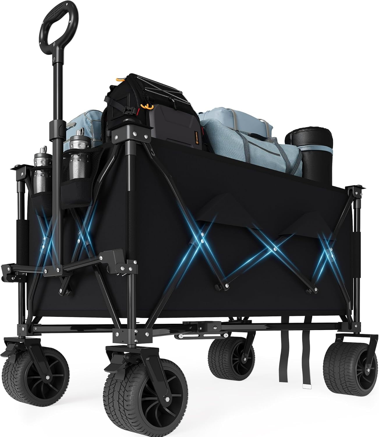 35" Foldable Wagon for Beach with 350lbs Weight Capacity, Heavy Duty ...