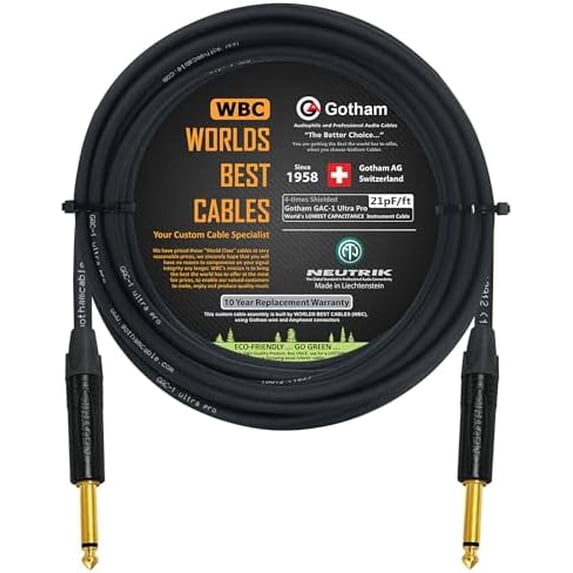 35 Foot - Gotham GAC-1 Ultra Pro - Premium Low-Cap (21 pf/F) Guitar ...