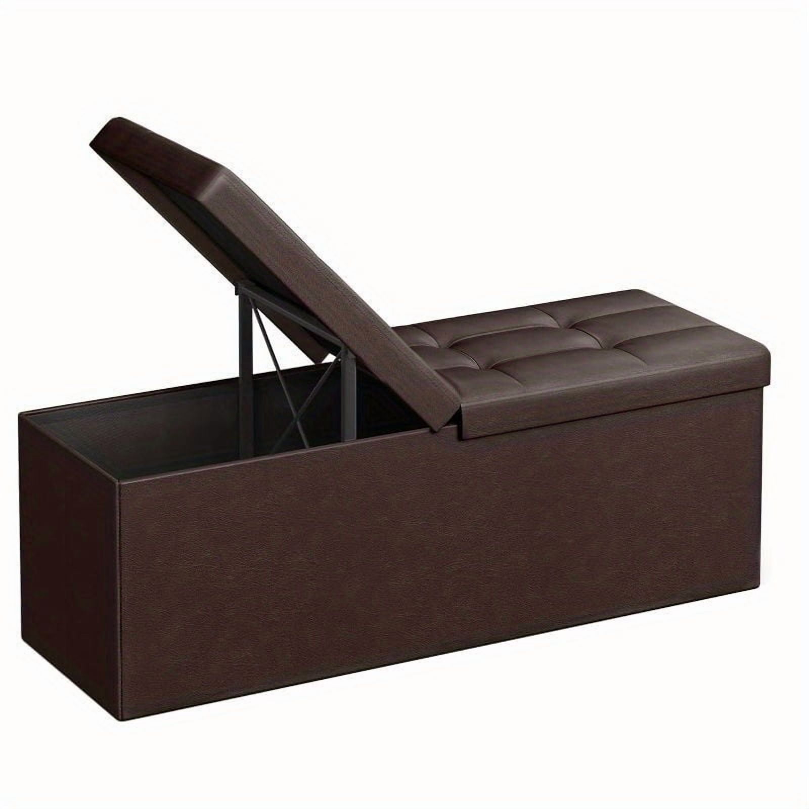 35-Gallon Flip-Top Folding Storage Ottoman Bench - 600 Lb Heavy-Duty ...