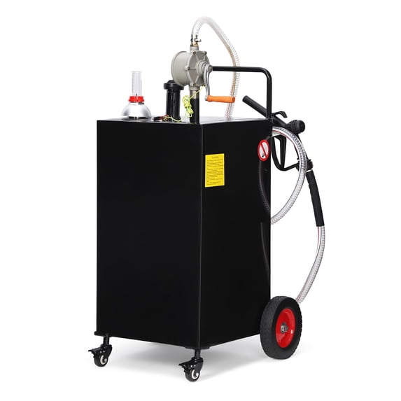 35 Gallon Gas Caddy, Portable Fuel Storage Tank with 4 Wheels & Manual ...