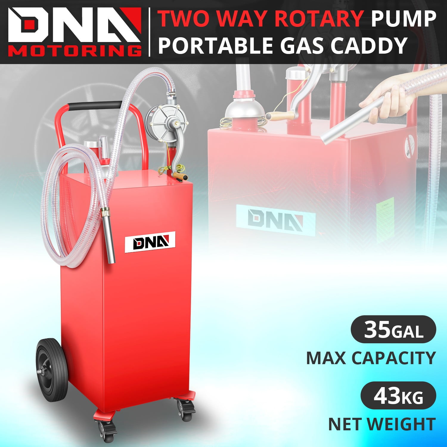 35 Gallon Gasoline Diesel Portable Steel Fuel Caddy Storage Tank With ...