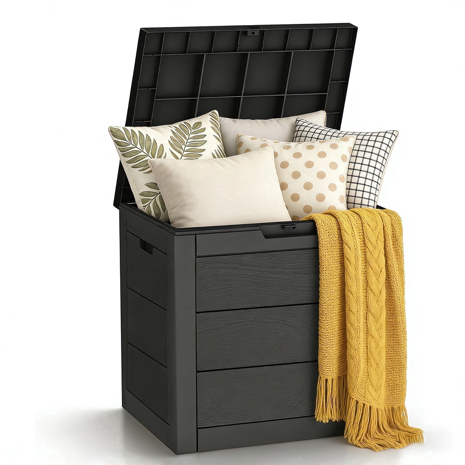 35 Gallon Outside Deck Box, Waterproof UV-Resistant Outdoor Storage ...