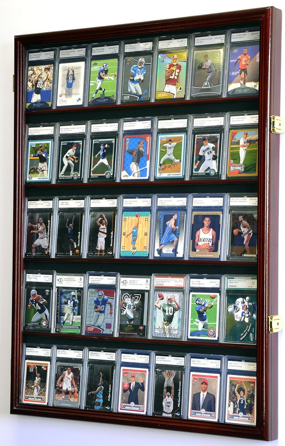 35 Graded Sport Cards/Collectible Card Display Case Wall Cabinet w/98% ...
