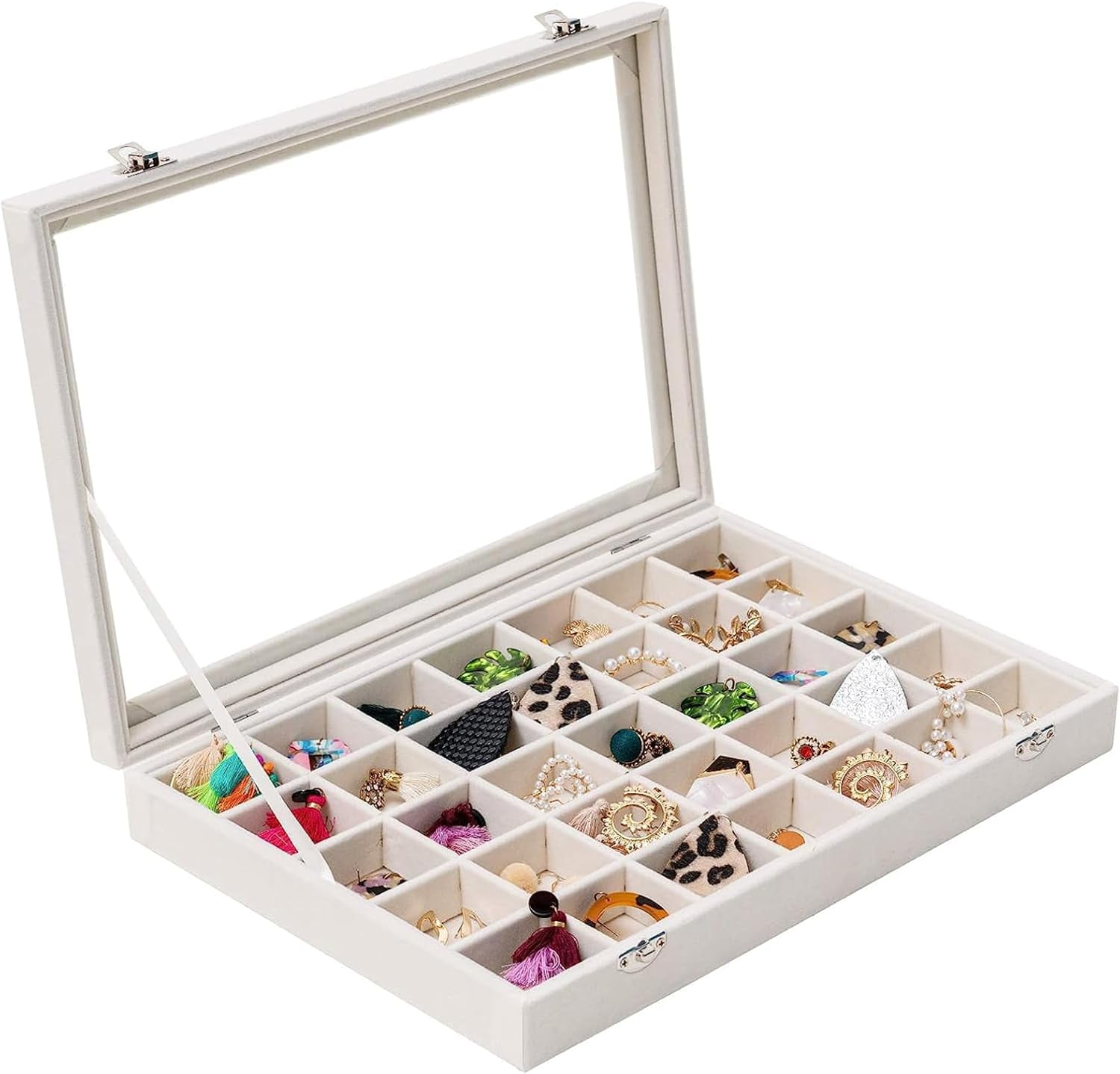 35 Grid Earring Organizer Velvet Jewelry Tray Organizer Felt Jewelry ...