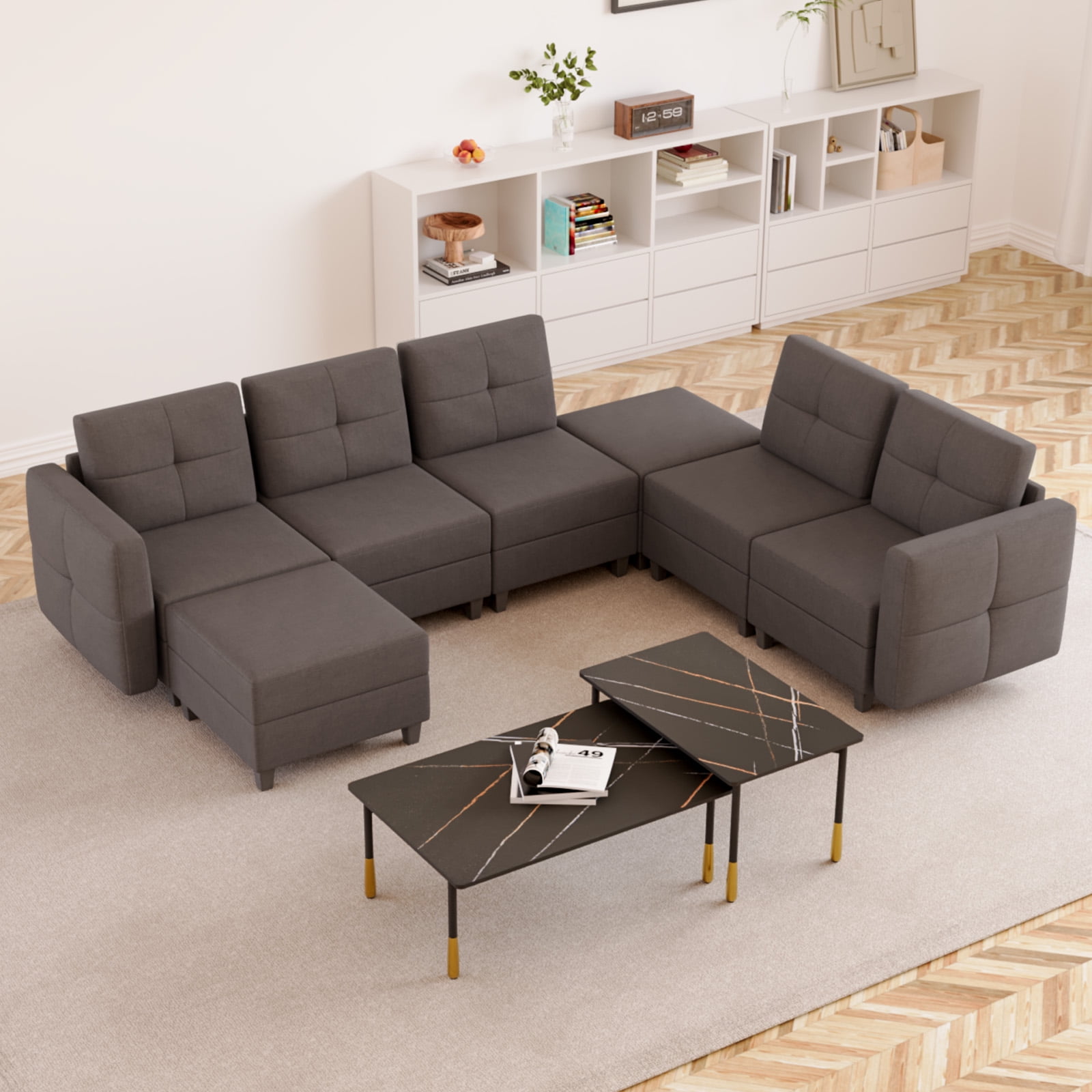 35"H Modular Sectional Sofa Couch with Storage for Living Room ...